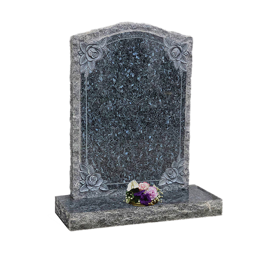 GHS76PE - Pitched Edge & Roses Headstone - Memorials of Distinction